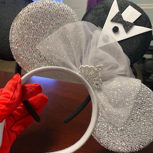 Bride and Groom Mickey and Minnie Ears Set Headbands Bride to Be Mickey ...