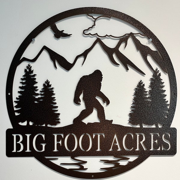 Outdoor Sasquatch Custom Name Metal Sign | Bigfoot Mountain Metal Sign ...