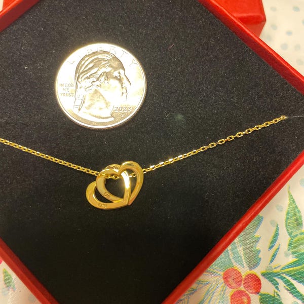 Custom Interlocking Hearts Necklace, Double Hearts Personalized Pendant ...