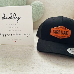 Girldad® Leather Patch Trucker Hat, Black/black Trucker Hat, Leather ...