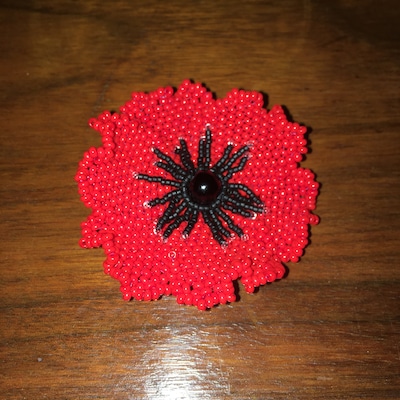 Beaded Poppy TUTORIAL Beading Pattern Seed Bead Flower Brooch PDF ...