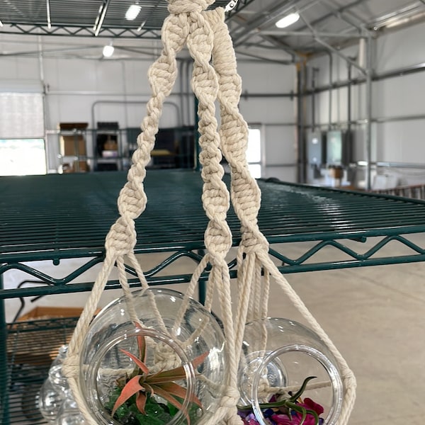 Macrame Hanging Glass Globe Air Plant Holder - Etsy