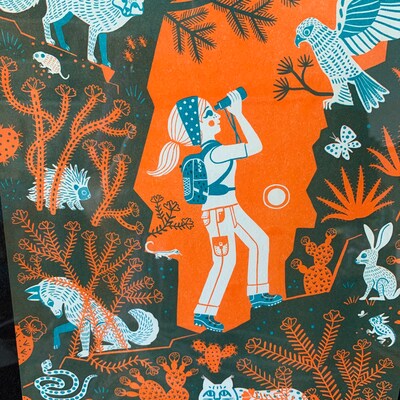 Retro Rocket Girl in Space Risograph Print - Etsy