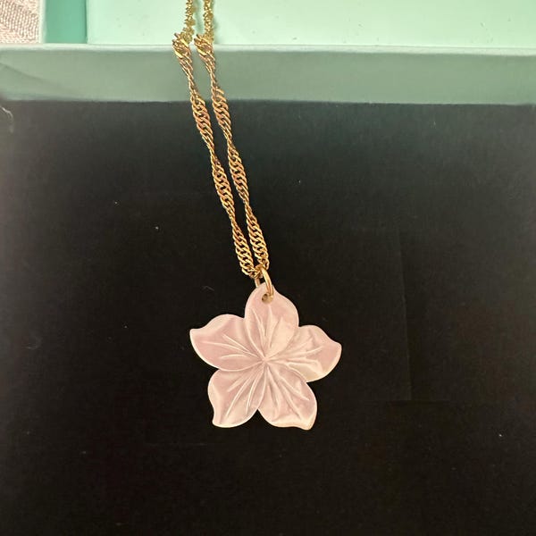 Pink Sakura Necklace, Tiny Cherry Blossom Shell Flower Necklace ...