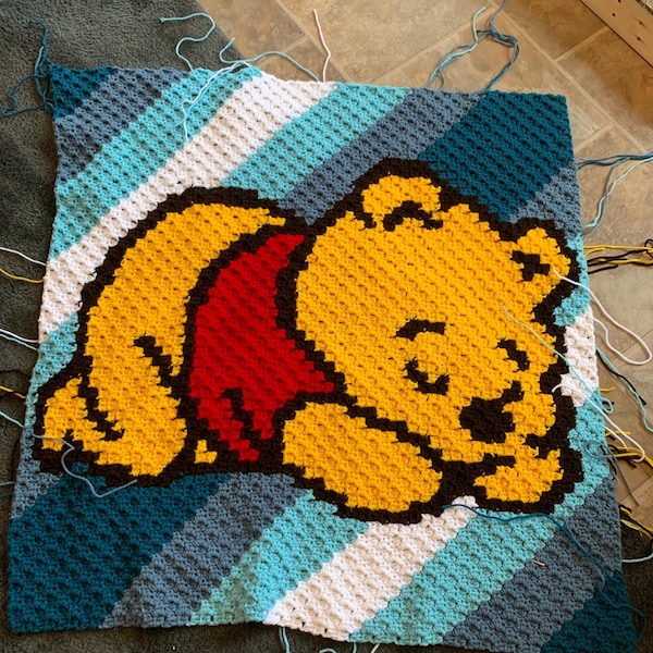 Pooh Sleeping Baby Blanket Lap Afghan: C2C Crochet Pattern (digital ...