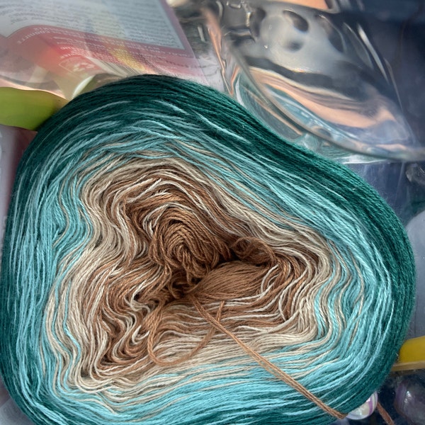 Gradient Yarn Cake, 50/50 Cotton Acrylic, "chestnut", Crochet/knitting ...