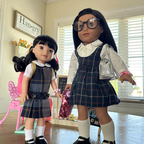 Plaid 57/14.5 Inch Doll Uniform Outfit/dropped Waist Jumper/matching ...