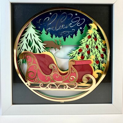 3D SANTAS SLED Svg 3D Christmas Svg CHRISTMAS Shadow Box Svg for Cricut ...