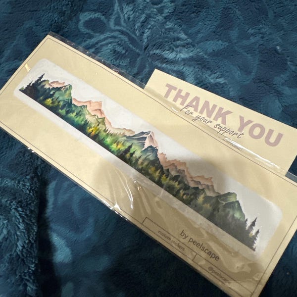 Watercolor Mountain Forest Landscape Sticker - Waterproof Nature ...