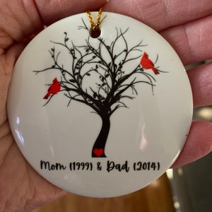 Personalized Cardinal Memorial Ornament, Custom in Loving Memory ...
