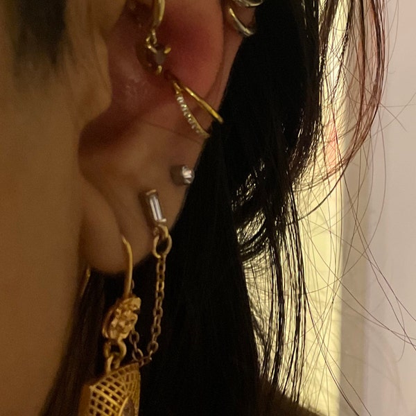 ASTM F136 Gem and Smooth Split Double Conch Hoop, Conch Earring, Conch ...