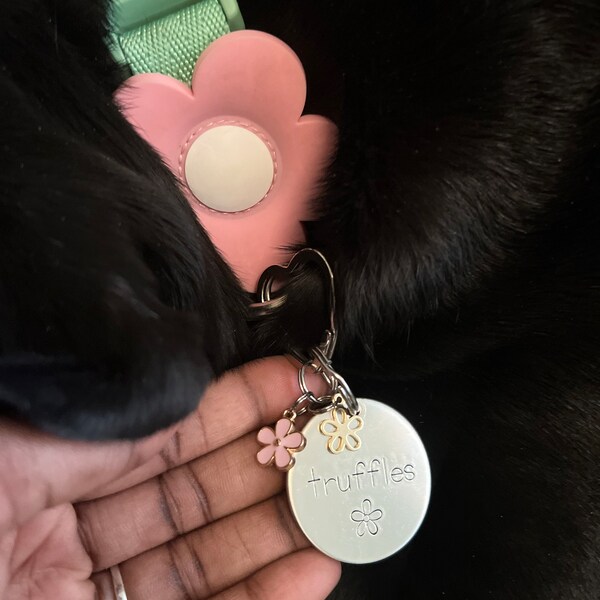 Flower Power Dog Tag, Daisy Dog Tag, Pet Id Tag, Personalized Dog Tag ...