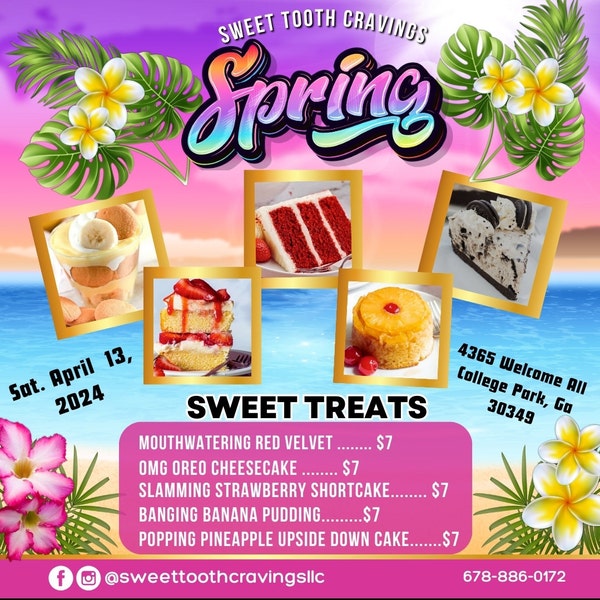 Spring Bake Sale Flyer, Bakery Flyer, Spring Sweet Treats Flyer, Spring ...