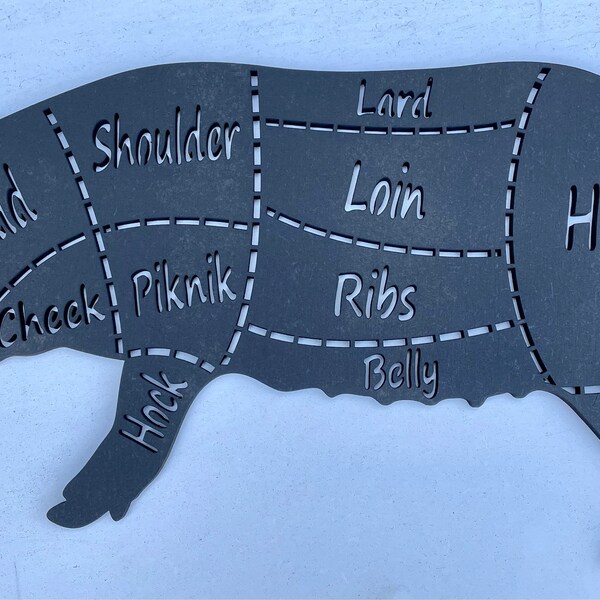 Pork Cuts Diagram Butcher Chart Dxf/svg - Bad Dog Metalworks Digital ...
