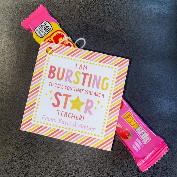 Teacher Appreciation Gift Tag, Starburst Gift Tags, Teacher ...