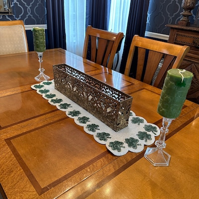 Handmade Table Runner Clover Leaf / Shamrock Hand Beaded - Etsy