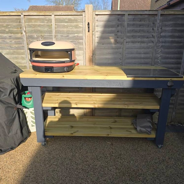 Indoor/outdoor Wooden Workbench. Garden Work Table. Bbq/pizza Oven ...