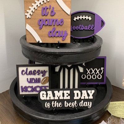 Football Season DIY Paint Kit Fall Football Tiered Tray Laser Cut Wood ...