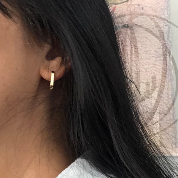 Square Hoops, 14k Solid Gold Hoop Earrings, Minimal Gold Hoops ...