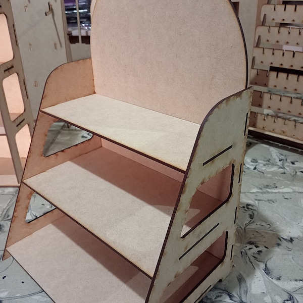 Display Stand Laser Cut Svg Files , 3 Shelf Display Stand Files, Vector ...