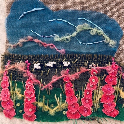 Mini Textile Landscape Hollyhocks Kit - Etsy