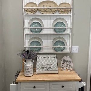 Wood Hanging Plate Rack and Primitive Country Shelf Kitchen | Etsy
