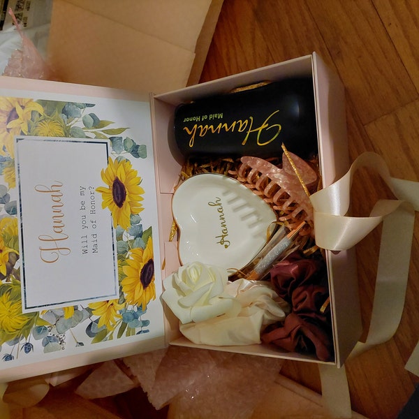 Sunflower Bridesmaid Proposal Box, Wedding Proposal Box, Sunflower ...