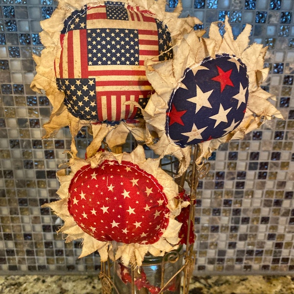 Primitive Americana Flower,americana Flowers,americana Decor,primitive ...