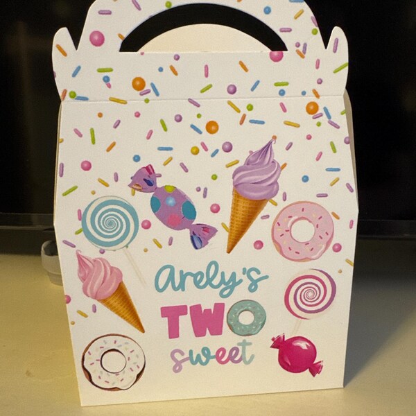 CANDYLAND TWO SWEET Personalised Children’s Party Box Gift Bag Favour ...