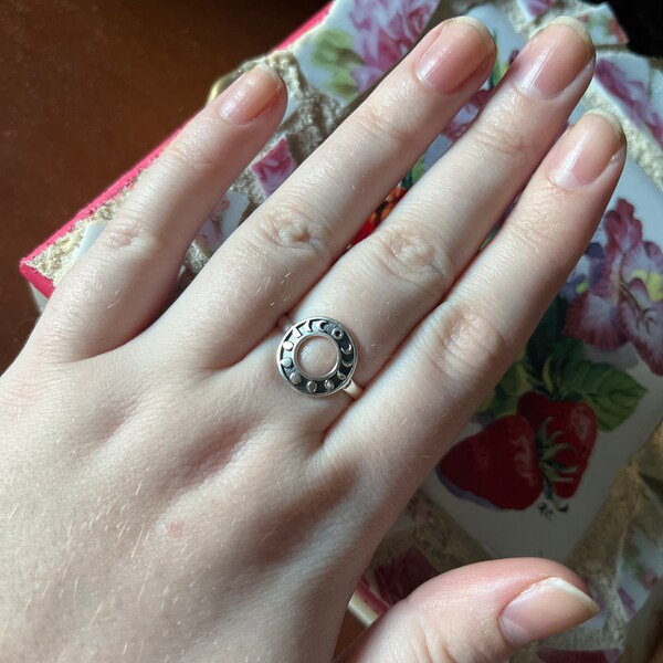 Sterling Silver Moon Phases Ring - Womens Statement Ring - Thumb Ring ...