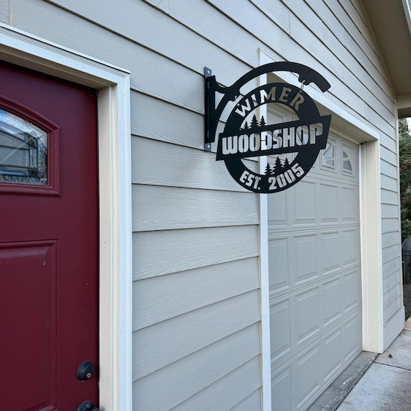 Personalized Hanging Garage Sign Metal Steel, Fathers Day Gift, Large ...