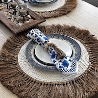 Hoga - Raffia Wall Hanging, Black Washed Colour Seagrass Wall Decor ...