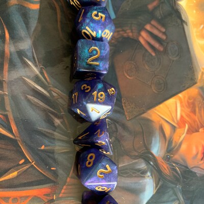 Dnd Dice Set / Purple Blue Shimmer black Opal / RPG Polyhedral D&D Dice ...