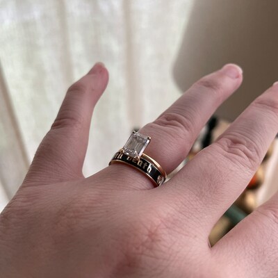 Personalized Enamel Text Band Ring Solid 14K Gold and White Enamel - Etsy