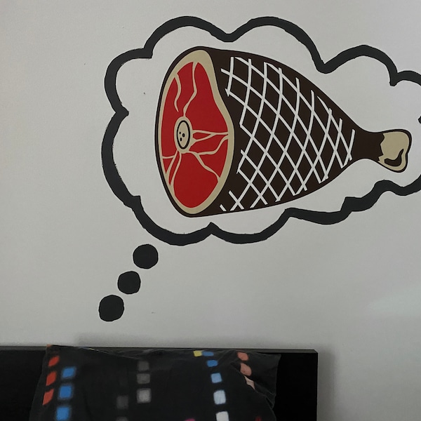 Big Ham Wall Decal, Meat Sticker Art, Kitsch Wall Art, Meat-lovers Art ...