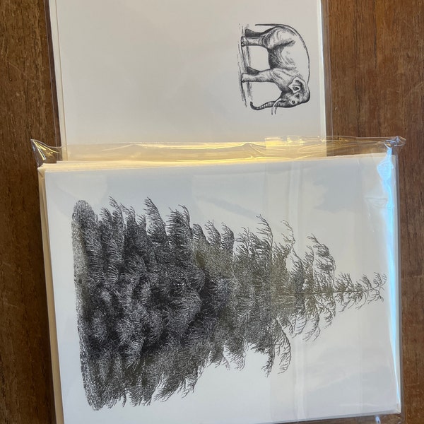 Pine Tree Note Card Set of 10 in White or Light Ivory With Matching ...
