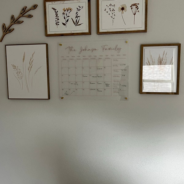Personalized Acrylic Calendar Month & Week | Floating Wall Decor ...