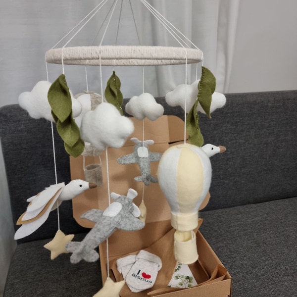 Baby Crib Mobile With Geese and Clouds, Baby Shower Gift, Duck Mobile ...