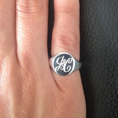 Seal Engraved Solid Silver Signet Ring - Etsy