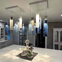 Sea Glass, Kitchen Décor. Blown Glass Pendant Lights for Kitchen Island ...