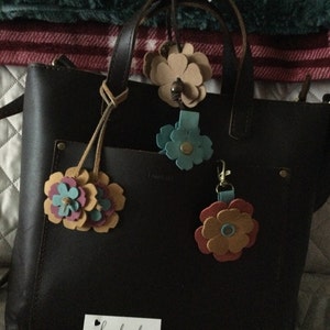 Clip on Leather Flower Bag Purse Charm With Swivel Lobster Clasp - Etsy