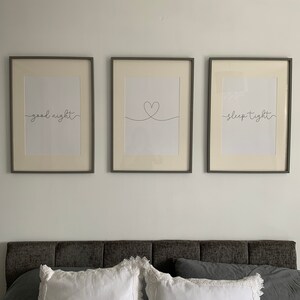 Good Night Sleep Tight Heart Prints, Set of 3, Bedroom Prints, Sleep ...