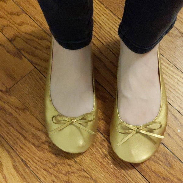 Lolalu Gold Rollable Flats ,rollable Shoe, Foldable Flats, Wedding ...