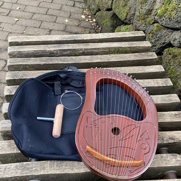 10 Metal Strings Lyre Harp Brown Rosewood Flower Design Lyre Harps With ...