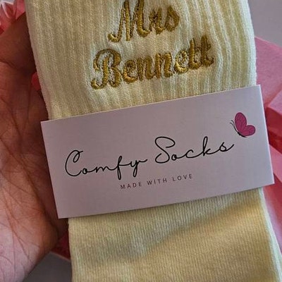 Custom Wedding Socks Silver Embroidered Custom Bride Socks Bridesmaid ...