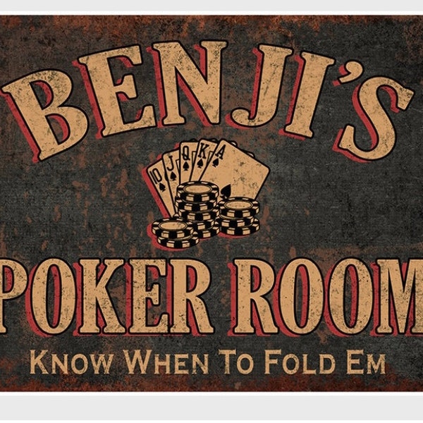 Custom Personalized Poker Room Sign With Name and Phrase Decoration for ...