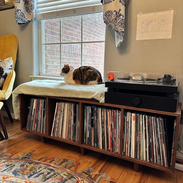 HIFI Vinyl LP Storage Bench With Mid Century Modern Stylings - Etsy
