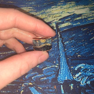 Van Gogh the Starry Night Print Handmade Ring, Van Gogh Ring, Vincent ...