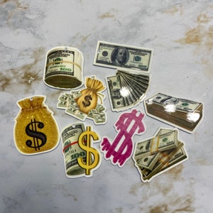 9 Piece Mix Set of Cash Money Bag Dollar Bill Planar Resin Flatback ...