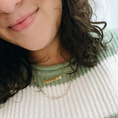 18K Gold Zodiac Astrology Necklace, Horoscope Celestial Word Jewelry, Summer Jewelry, Taurus ...